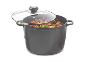 4006776081195 - Kochtopf KRÜGER Aluguss Universaltopf mit Glasdeckel DELTA 24 cm Töpfe Gr Ø 24 cm + Höhe 165 cm schwarz Haushaltswaren für Induktions-Kochfelder geeignet